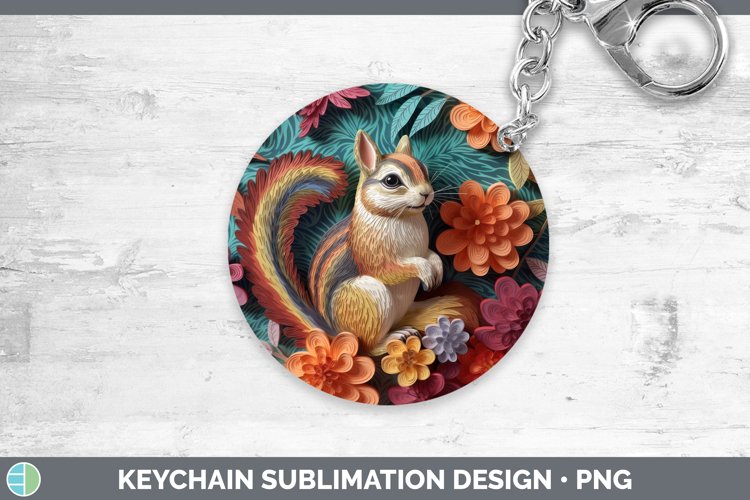3D Woodland Animals Chipmunk Keychain Sublimation Keyring De