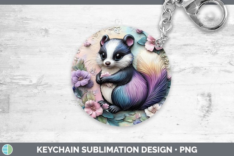 3D Woodland Animals Skunk Keychain Sublimation Keyring Desig