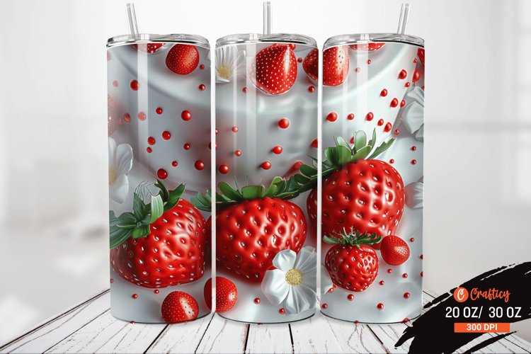 3D Wrap Cake Strawberry Tumbler wrap