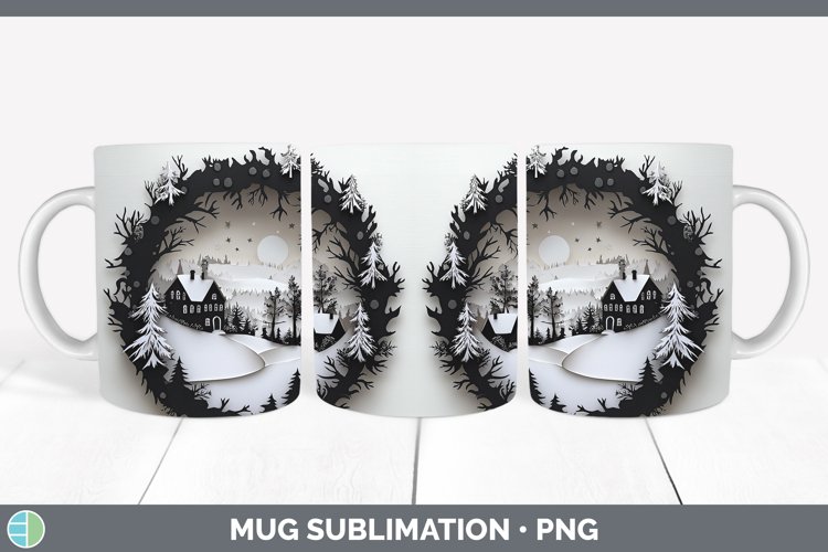 3D Wreath Mug Wrap Sublimation Coffee Cup Designs