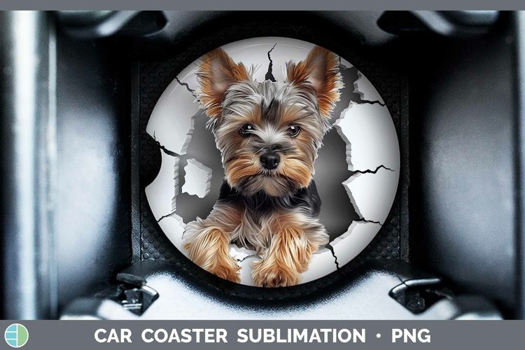 3D Yorkshire Terrier Car Coaster | Sublimation Coaster Desig