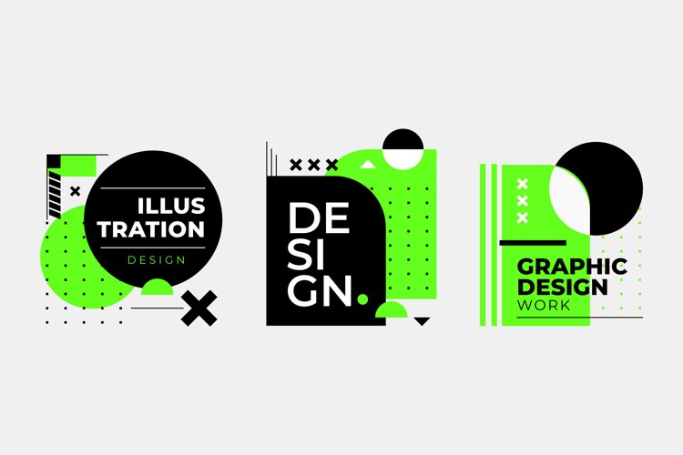 Graphic Design Labels in Geometric Style