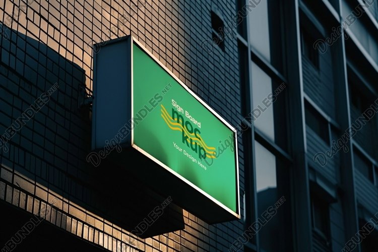 Sign Board Mockup on Building Wall (3347933)