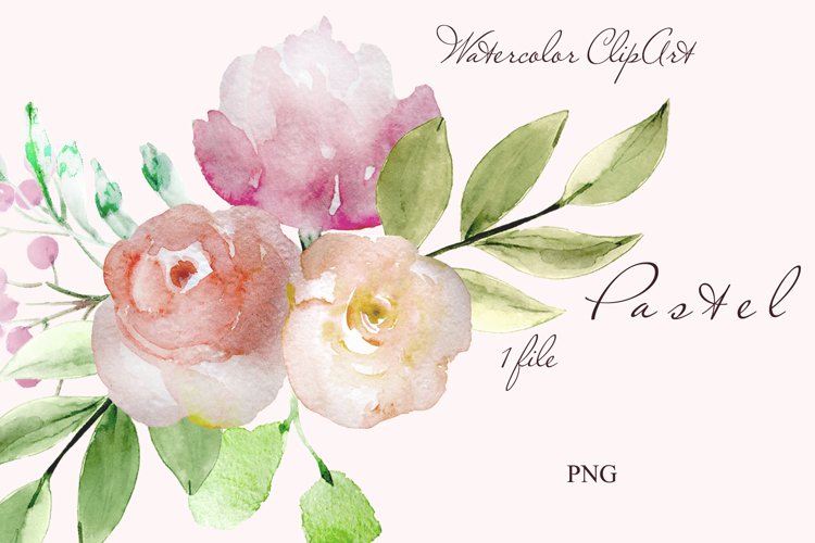 Watercolor floral clipart Pastel colors