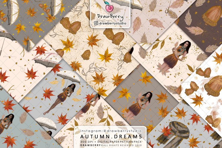 Autumn - Fall Leaves Digital Patterns DP013