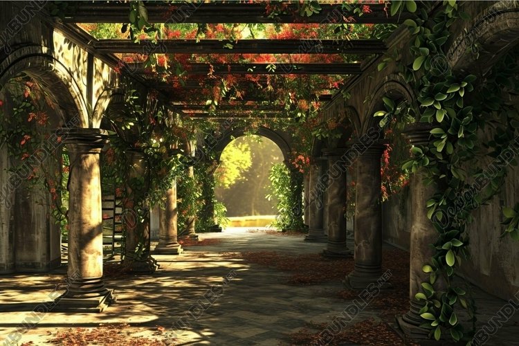 Historic Ancient pergola. Generate Ai