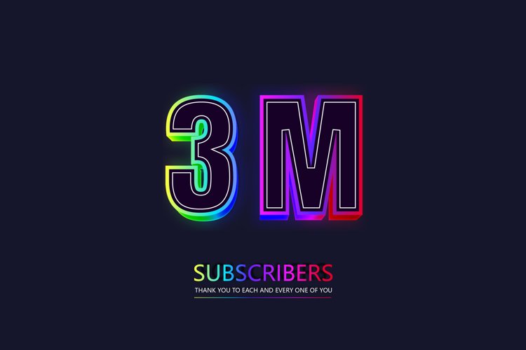 3M subscribers celebration template Neon Sign Text Effect
