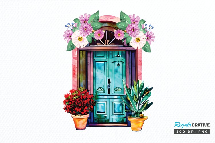 Flower Doors Watercolor PNG Clipart