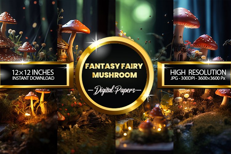 Fantasy Fairy Mushroom Digital Papers - 04 (2988148)
