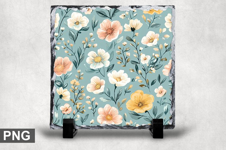 Pastel Flowers Square Sublimation Slate Design