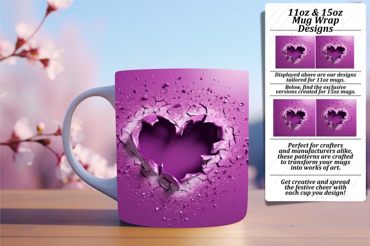Romantic 3D Heart Design for Mugs