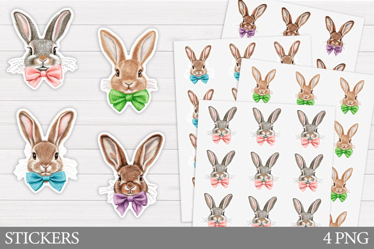 Cute Bunny Sticker Design. Bunny Bow Sticker (5388767)