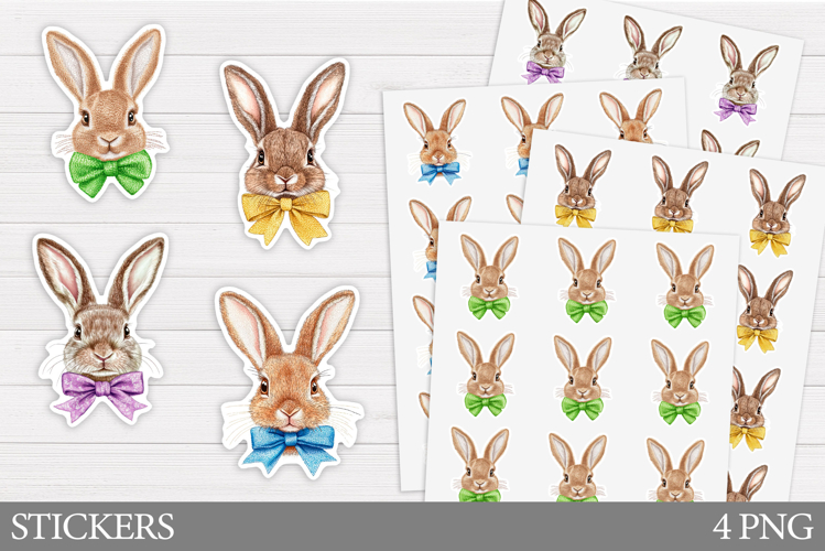 Cute Bunny Sticker Design. Bunny Bow Sticker (5388764)