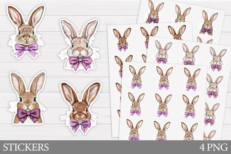 Cute Bunny Sticker Design. Bunny Bow Sticker (5388760)