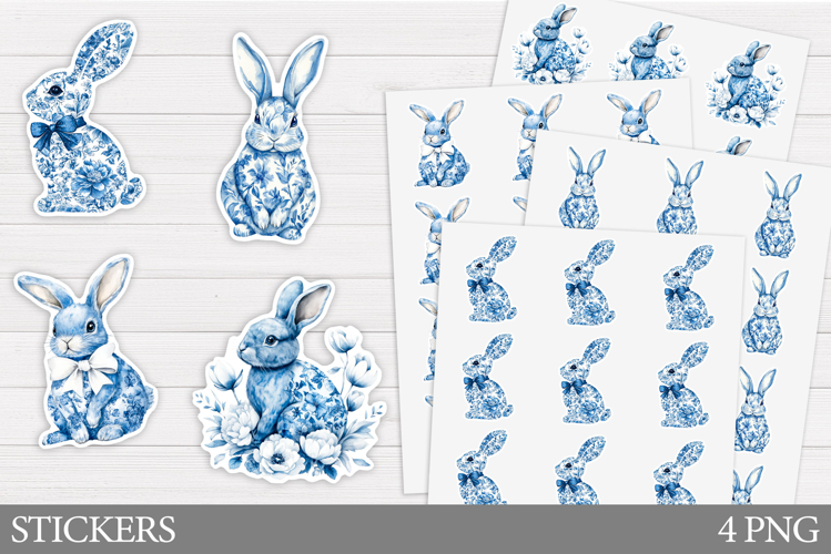 Cute Bunny Sticker Design. Bunny Flowers Sticker (5297244)