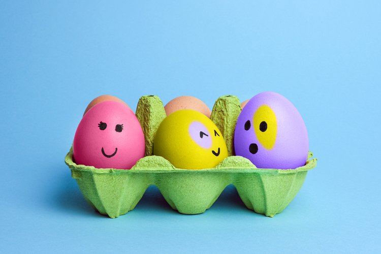 Happy easter concept. Painted Easter eggs.