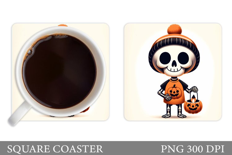 Skeleton Coaster Sublimation. Halloween Coaster (4309608)