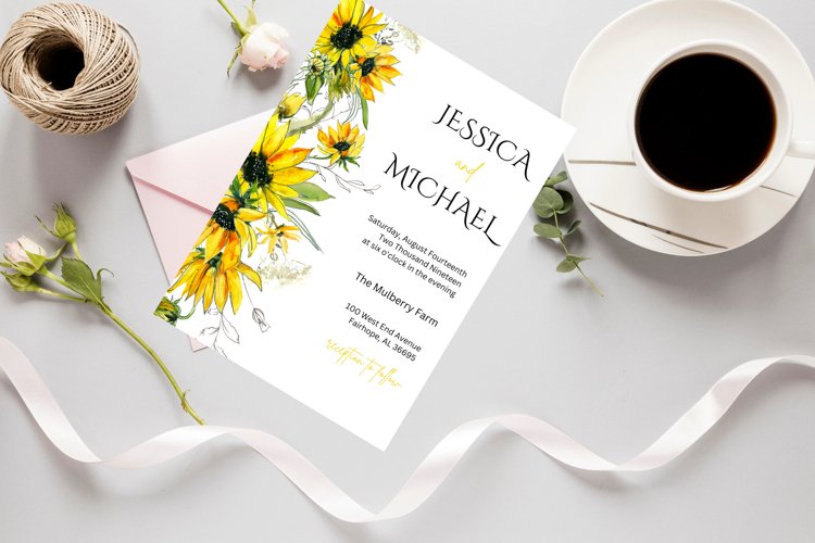 Sunflower wedding invitation 1
