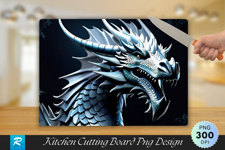 White Dragon Cutting Board Sublimation Design