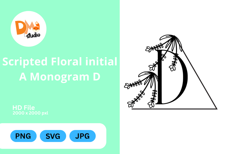 Scripted Floral Initial Monogram (6089827)