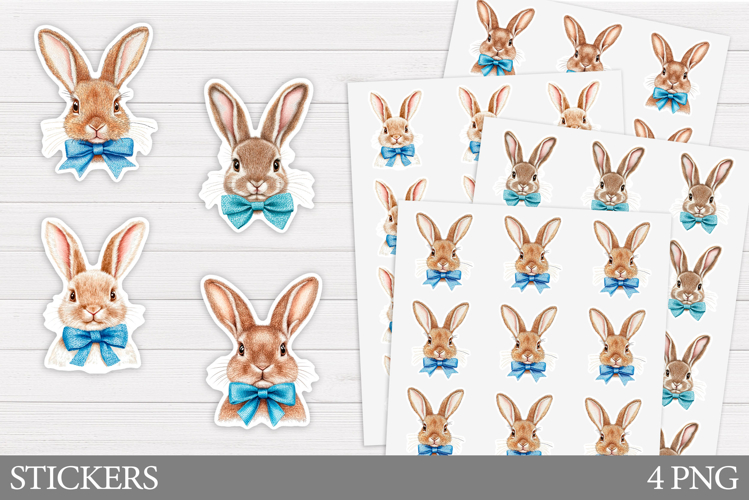 Cute Bunny Sticker Design. Bunny Bow Sticker (5388717)