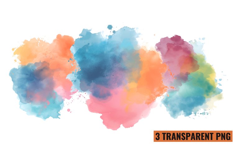 Watercolor Splashes Clipart Sublimation, PNG