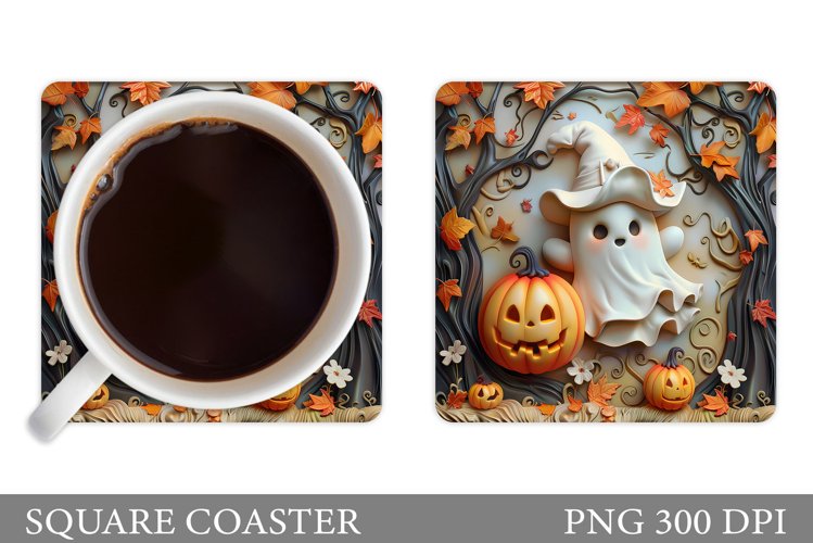 Cute Ghost Coaster Design. Halloween Coaster (4230689)