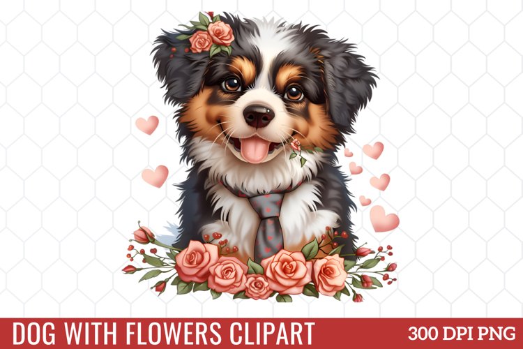 Dog With Flowers Clipart (3482550)