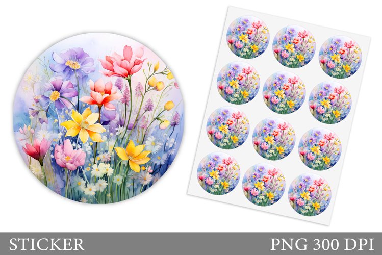 Flowers Sticker Template. Wildflowers Sticker (3359077)