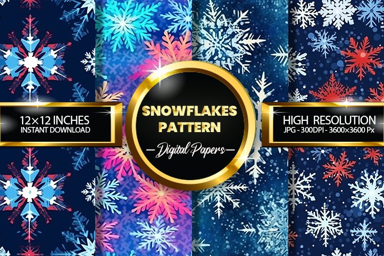 Snowflakes Pattern Digital Papers - 04 Variations (3007195)