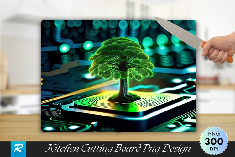 Tree Growing in Circuit Cutting Board Sublimation Design