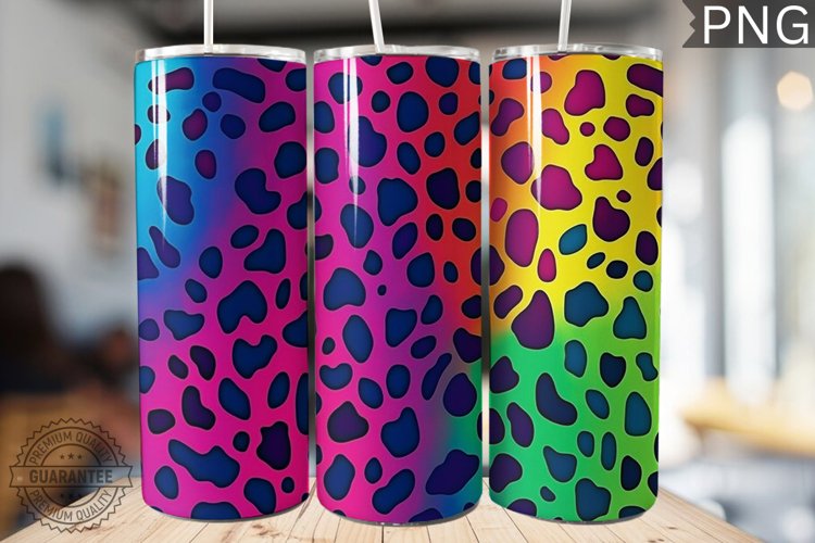 Rainbow Leopard Print Tumbler Wrap - High Quality 300 Dpi