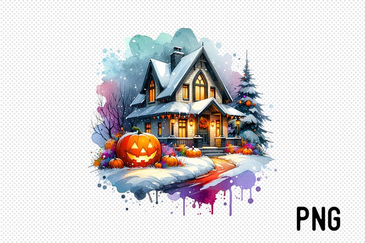 Cozy Halloween Cottage Sublimation Clipart