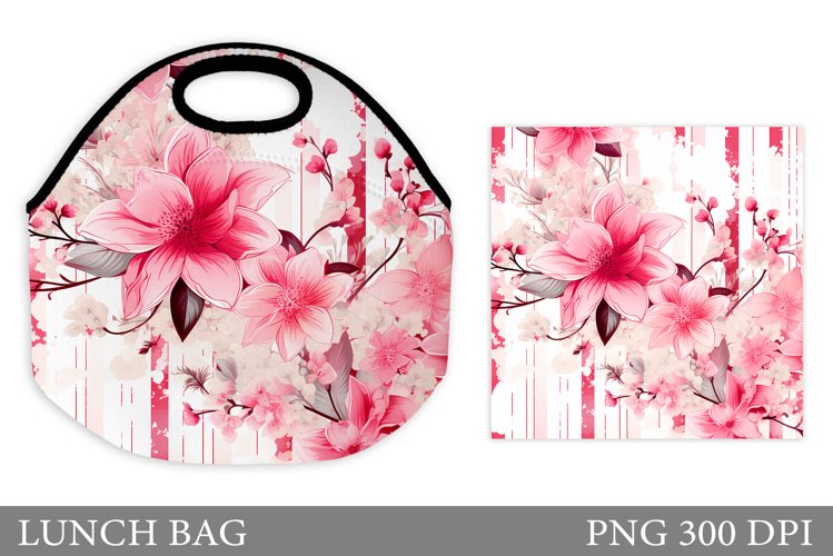 Flowers Lunch Bag Design. Floral and Stripes Lunch (2860400)