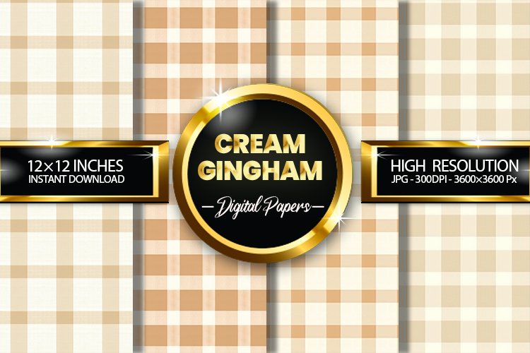 Cream Gingham Digital Papers - 04 Variations (3001246)