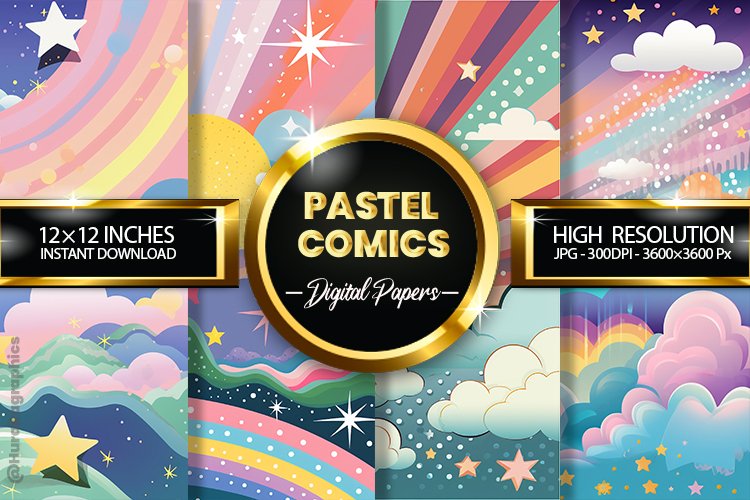 Pastel Comics Digital Papers - 04 Variations (3534559)