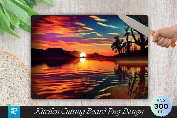 Sunset Scenery Cutting Board Sublimation Design