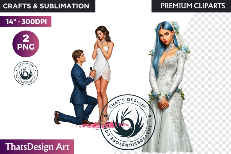 Romantic Couple And Fantasy Bride Graphics Set