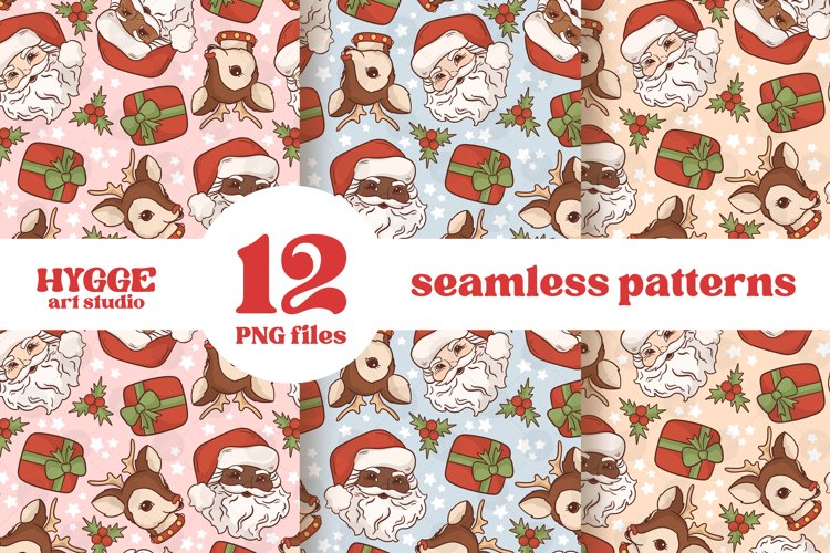 Santa Seamless Patterns | Christmas Sublimation | Rudolph
