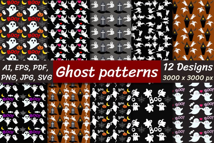 Ghost pattern backgrounds bundle - 12 digital papers