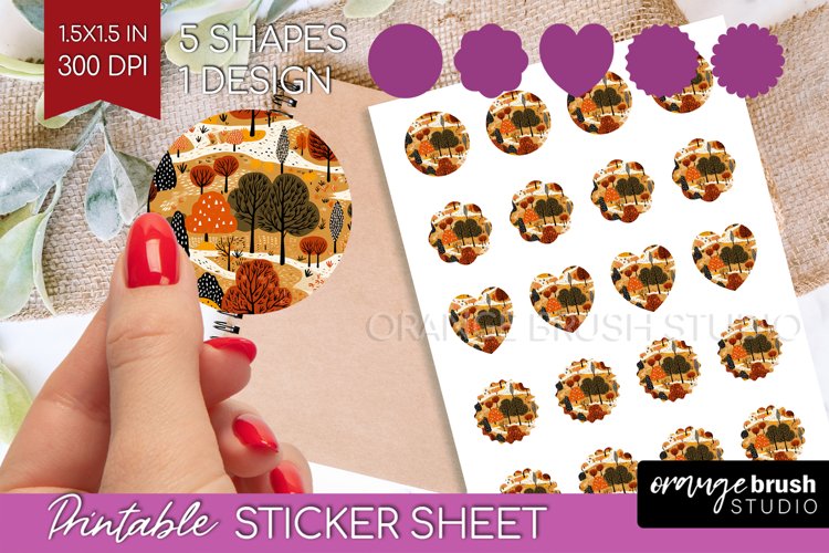 Autumn Forest Round Sticker - Fall Printable (4899915)