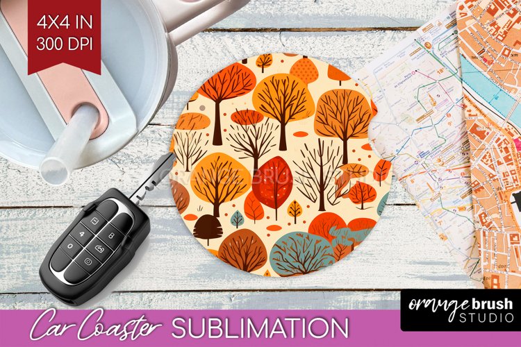 Autumn Forest Car Coaster - Fall Coaster PNG (4900698)
