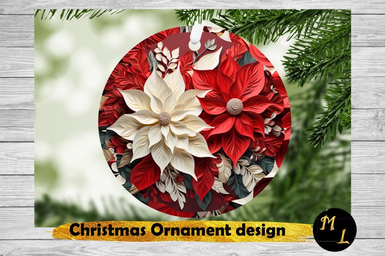3d Christmas Ornament png,Poinsettia Ornament design