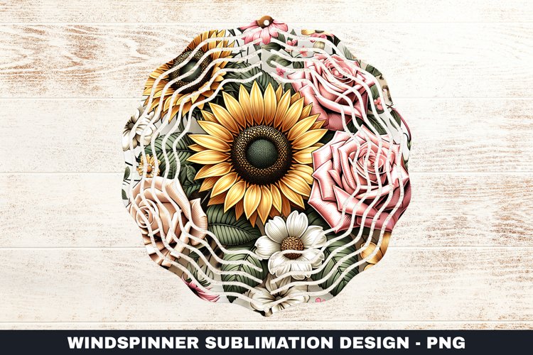 Flowers Wind Spinner Sublimation Design (4375278)