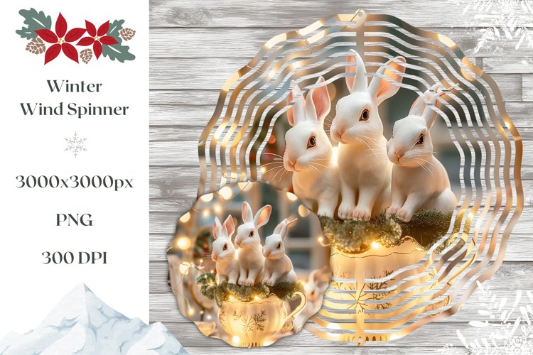 3D Christmas Wind Spinner, Christmas Rabbits Wind Spinner