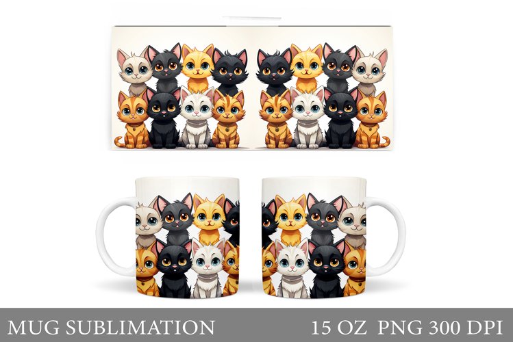 Funny Cat Mug Design. Cute Cat Mug Sublimation (4207199)