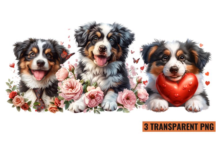 Watercolor Dog With Flowers Clipart Sublimation , PNG