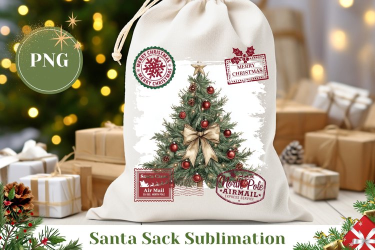 Cozy Christmas Tree Santa Sack, Christmas Gift Bag Design