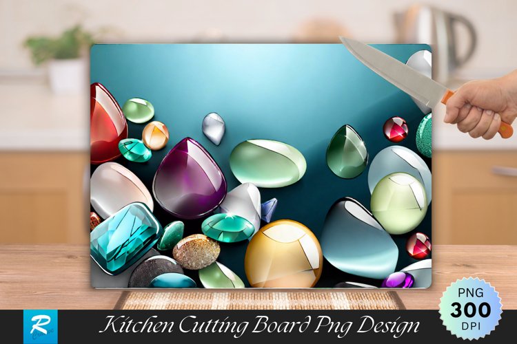 Multicolor Stones Cutting Board Sublimation Design