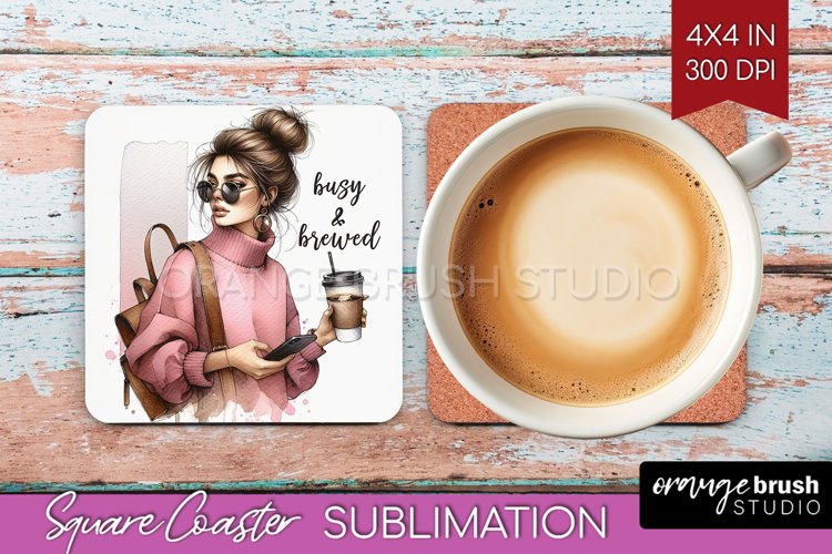 Coffee Girl Square Coaster - Coffee Lover Coaster (5037379)